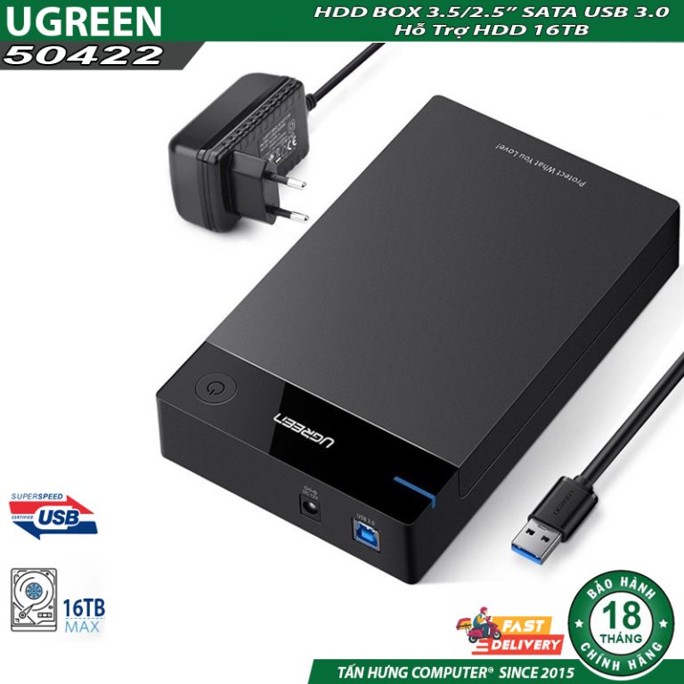 HDD BOX 3,5″ SATA USB 3.0 Hỗ Trợ HDD 16TB UGREEN 50422 - Ugreen Việt ...