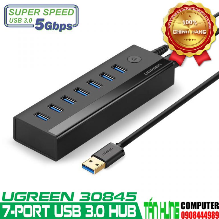 HUB USB 7 Cổng USB 3.0 Ugreen 40522, Nguồn 5V 2A - Ugreen Việt Nam - Tấn Hưng