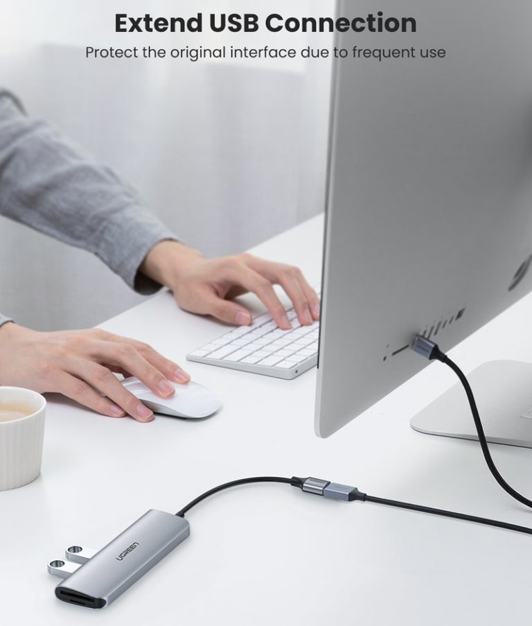 Cáp nối dài USB 3.0 dài 1m Ugreen 10495 US115, vỏ nhôm dây dù, tốc độ ...